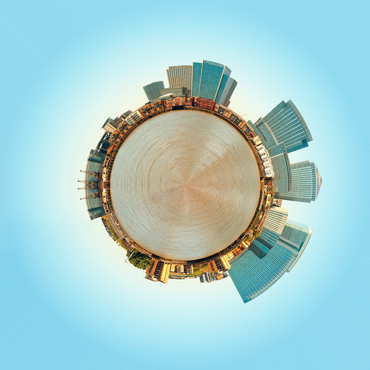 Photoshopで風景の写真を小さな惑星の画像に加工する（ステレオ投影風／360度パノラマ写真風の表現） ｜デザインを深掘り MdN